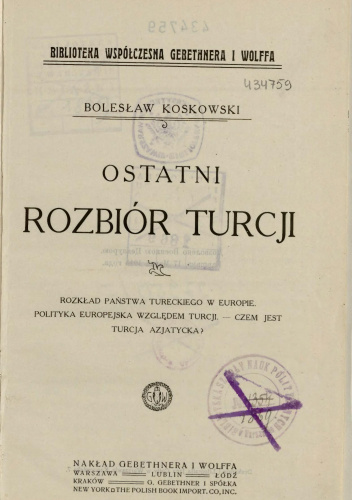 Ostatni rozbiór Turcji - Bolesław Koskowski | Książka w Lubimyczytac.pl ...